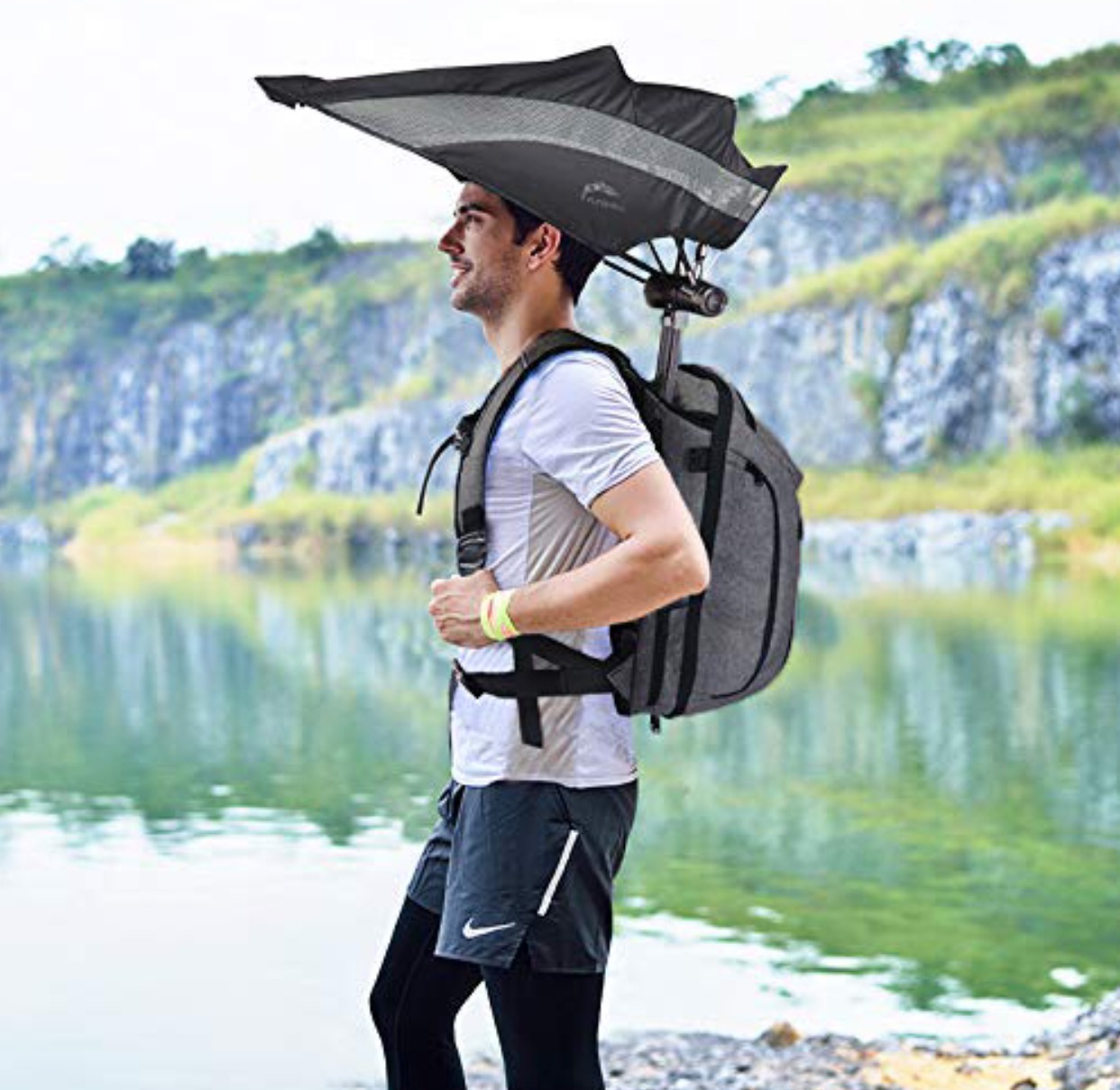 Hiking Backpack Umbrella Provides Handsfree Protection from Sun and ...